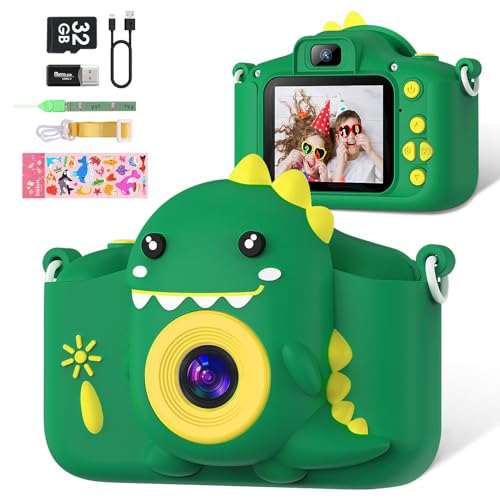 Kids Camera for Boys Girls Toddlers Childrens 3-8 Years Old Christmas Birthday Gifts Toys Selfie Digital Dual Camera with 32GB Card