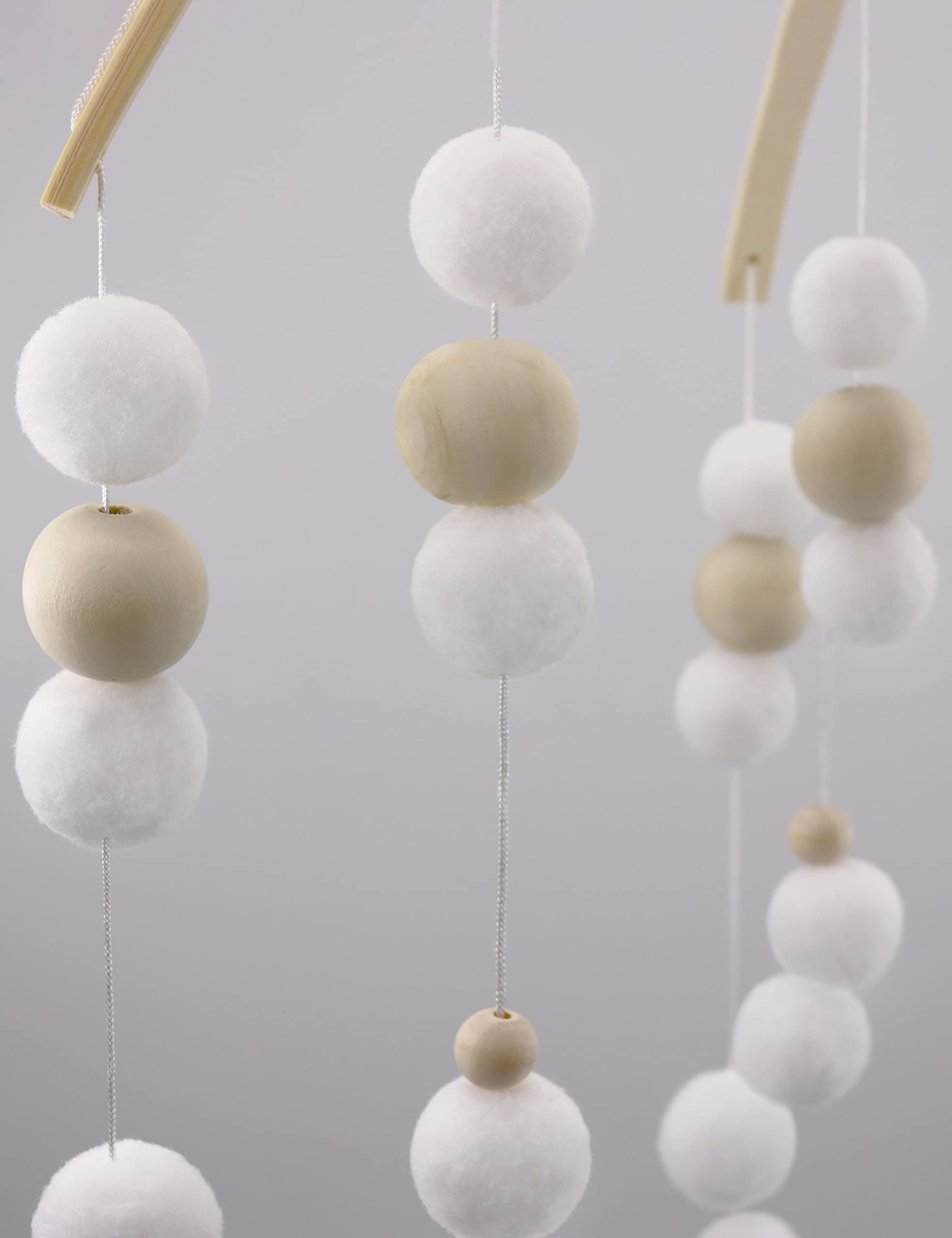 SUPICKET Home Decoration Lovely Wooden Bead Mobiles Bed Felt Baby Ceiling Accessories (White Ball Cloud)