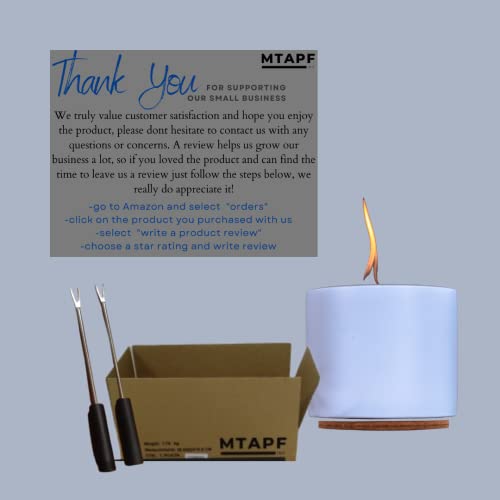 MTAPF® Tabletop Firepit Indoor/Outdoor Table Top Fire Pit with Skewers Smokeless Tabletop Fireplace Bio Ethanol Fuel Real Flame for Balcony, Smores, Includes 2nd Wick(4.6x4.6, White)