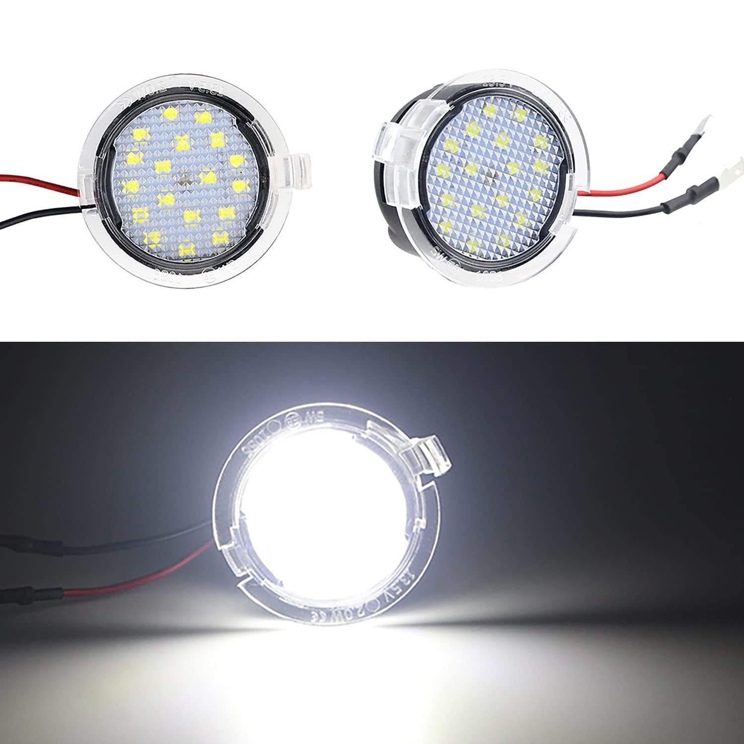 PINIHED 2-Pcs LED Side Mirror Puddle Light Replacement for Ford F150 Expedition Explorer Edge Flex Taurus X Ranger, Under Mirror Puddle Lamp