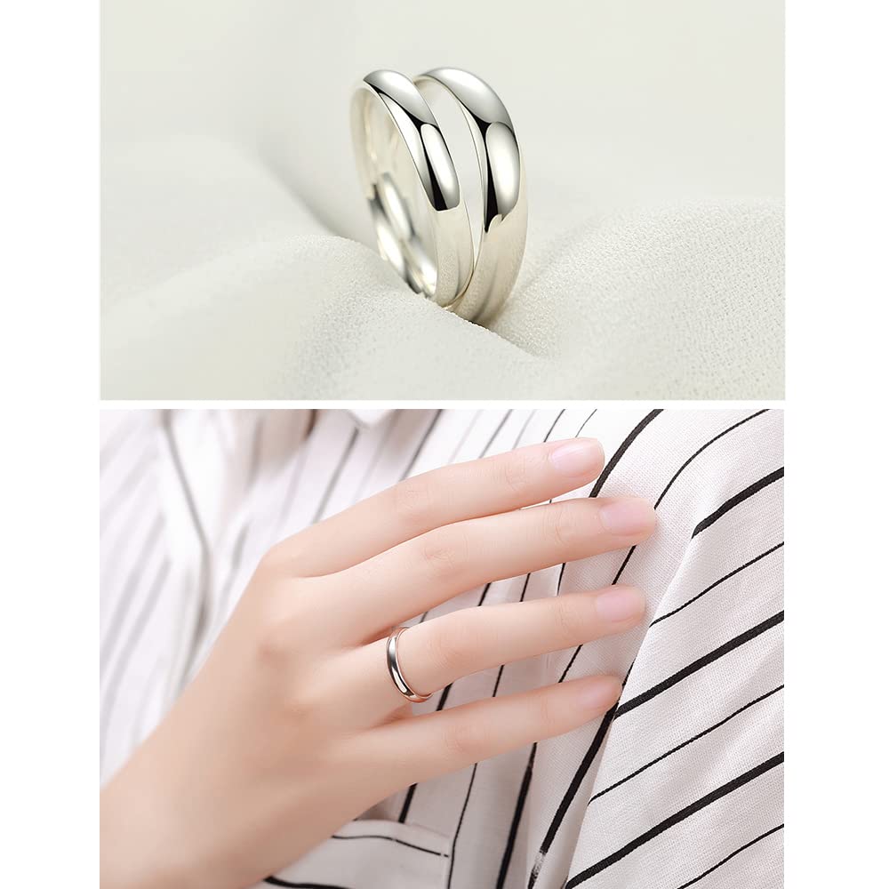 Meilanduo 925 Sterling Silver Dome High Polish Plain Ring Classic Eternity Wedding Band Comfort Fit 3.5mm Size 3-12 (Silver, 5.5)