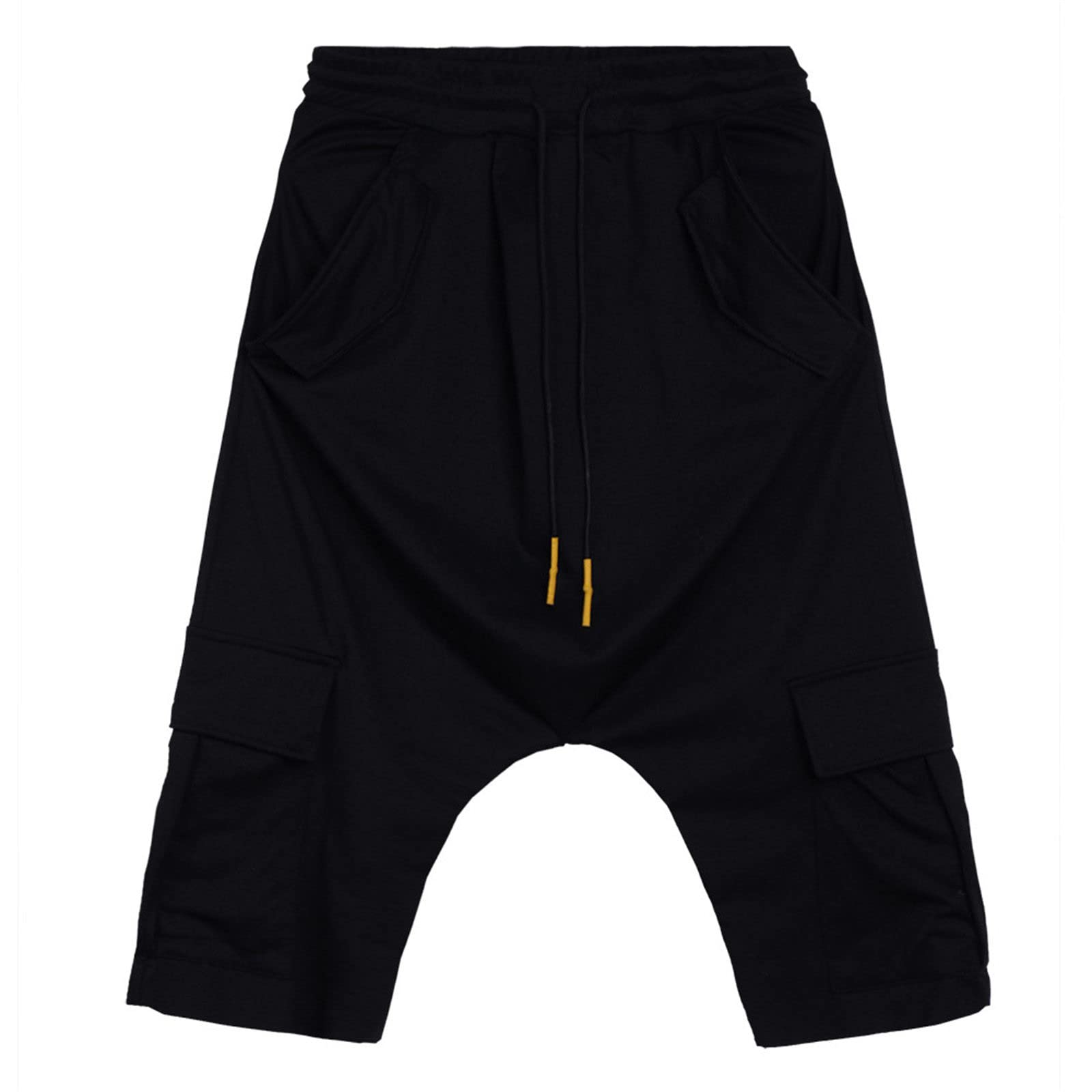 MIUERSA Mens Short Sweatpants Joggers Baggy Capri Gypsy Hippie Yoga Harem Short Boho Aladdin Drop Crotch Pants Shorts Black, X-Large