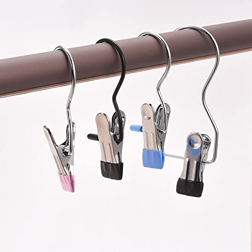 uxcell Laundry Clips with Hook, Metal Boot Hangers Chrome Plated Pink 114mm, 12 Pcs