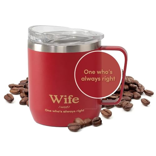 VAHDAM Wife Mug (300ml/10.1oz) Red Reusable Mug | 18/8 Stainless Steel, Vacuum Insulated Travel Tumbler Cup | Carry Hot & Cold Beverage | Sustainable Tea & Coffee Mug, Wife Gifts
