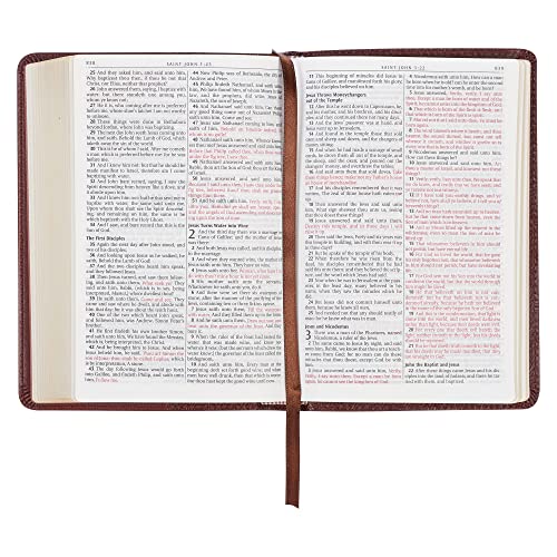 KJV Holy Bible, Compact Faux Leather Red Letter Edition - Ribbon Marker, King James Version, Saddle Tan