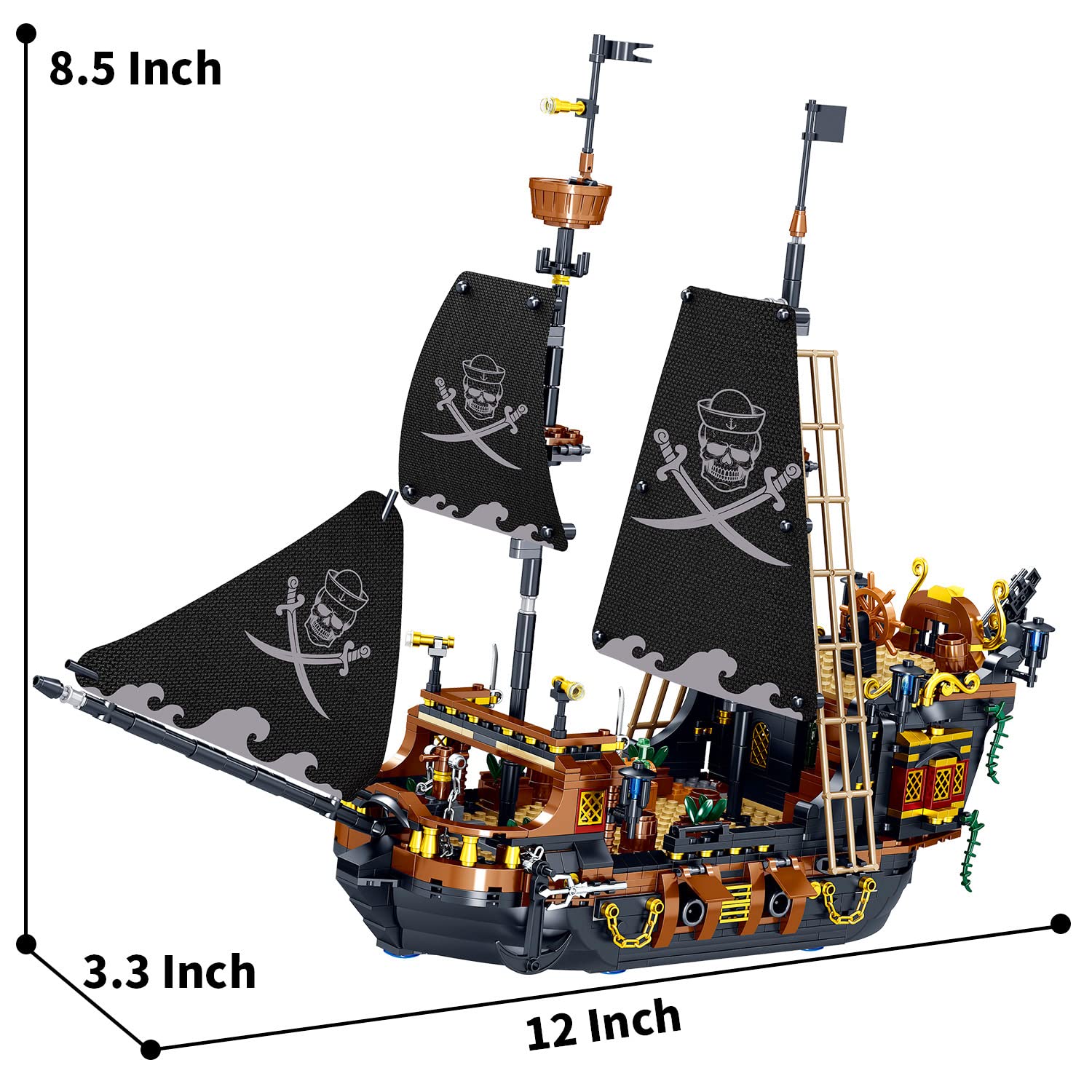 Mesiondy Pirate Ship Model Building Block Kit, MOC Pirate Ship Book Building Block for Boys Aged 6 and Over (919 Pieces)