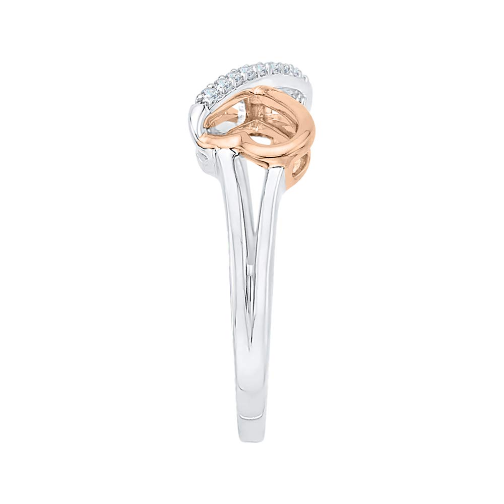 KATARINA Heart Shaped Infinity Diamond Ring in Sterling Silver Two Tone (1/20 cttw, J-K, I1-I2) (Size-8)