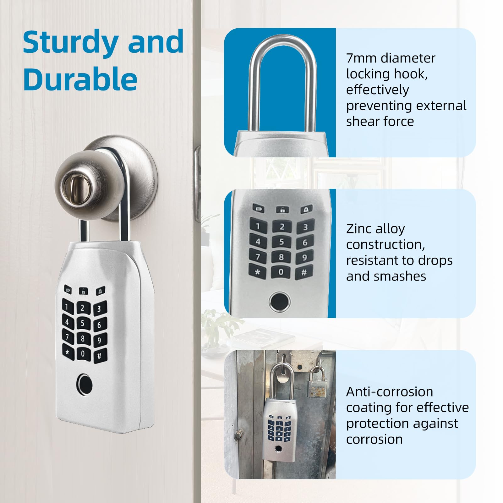 KENRONE Fingerprint Key Lock Box,App Controlled Combination Lock for House Keys,Lock Box for Outside Enhanced Security with Fingerprint Recognition
