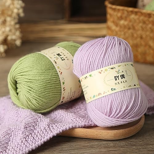 Yarn Ave 100% Merino Wool Yarn, 2 Balls/3.5oz Soft Warm Yarn for Hand Knitting&Crocheting Sweaters,Baby Projects,Hats,Scarfs,Dolls, 4ply Medium Weight (#01 Cream White)
