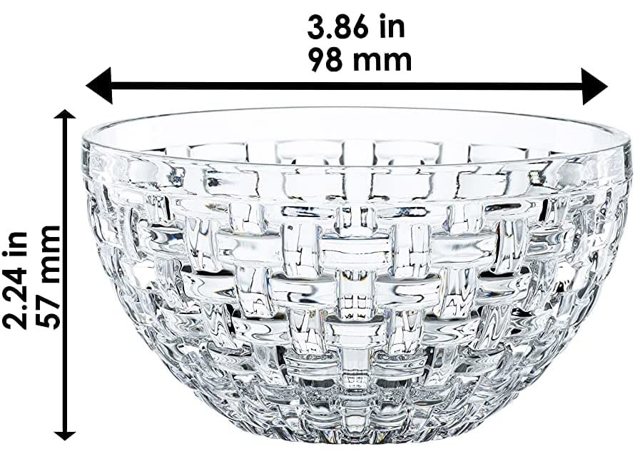Nachtmann Bossa Nova Round Crystal Dip Bowls, Set of 4, Serving Dish for Sauce, Salsa, Ice Cream, and Dips, Giftable, 3.5 Ounce, Clear, Dishwasher Safe
