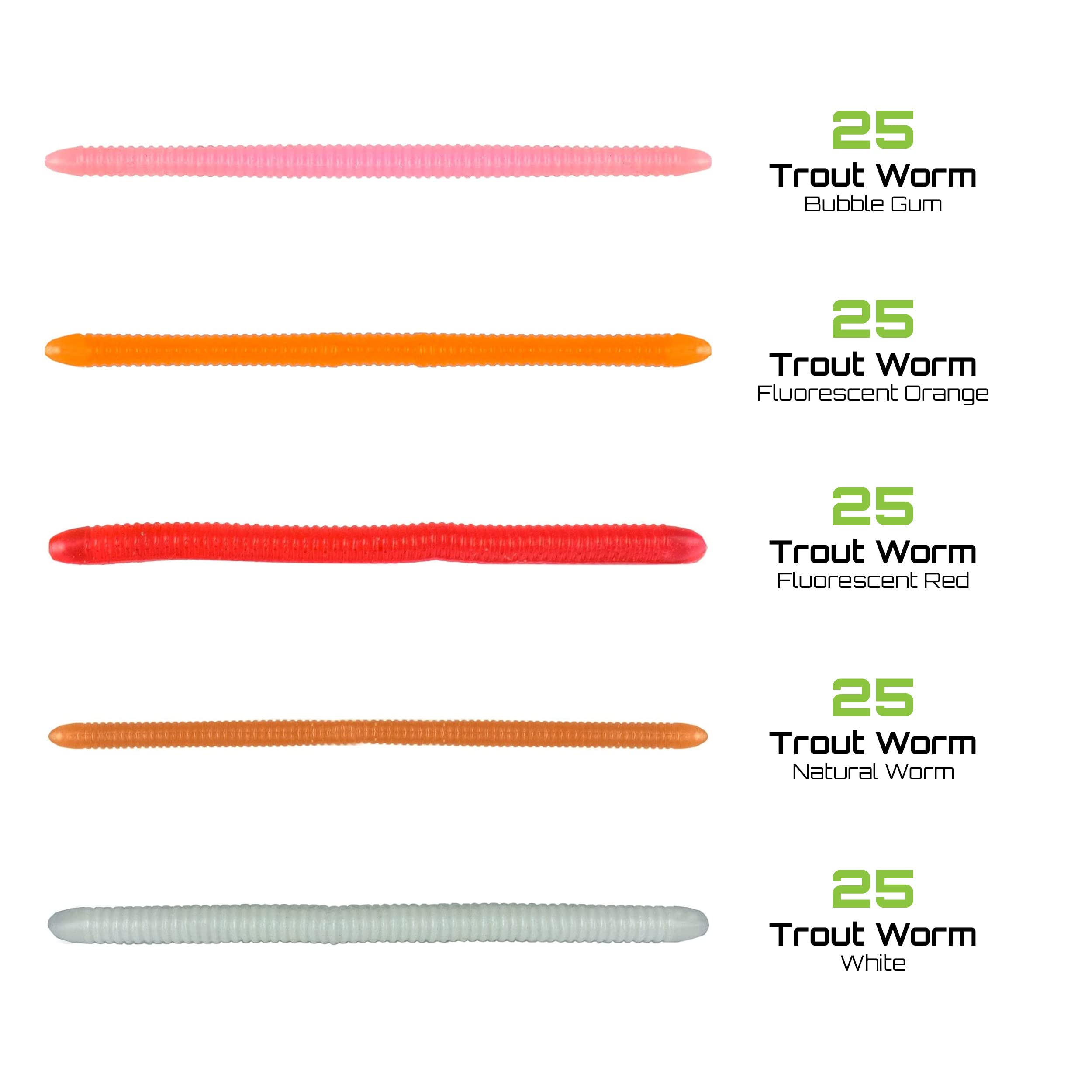 Tackle HD Pro Striker Trout Worm 135-Piece Soft Plastic Fishing Lure Kit with Hooks and Weights