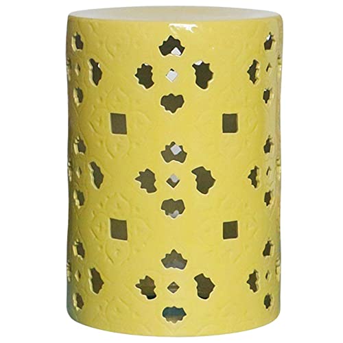 JCAKES Decorative Ceramic Garden Stool, Glazed Hollow Changing Stool, Suitable for Living Room, Balcony, Garden, Etc. (Color : Yellow)