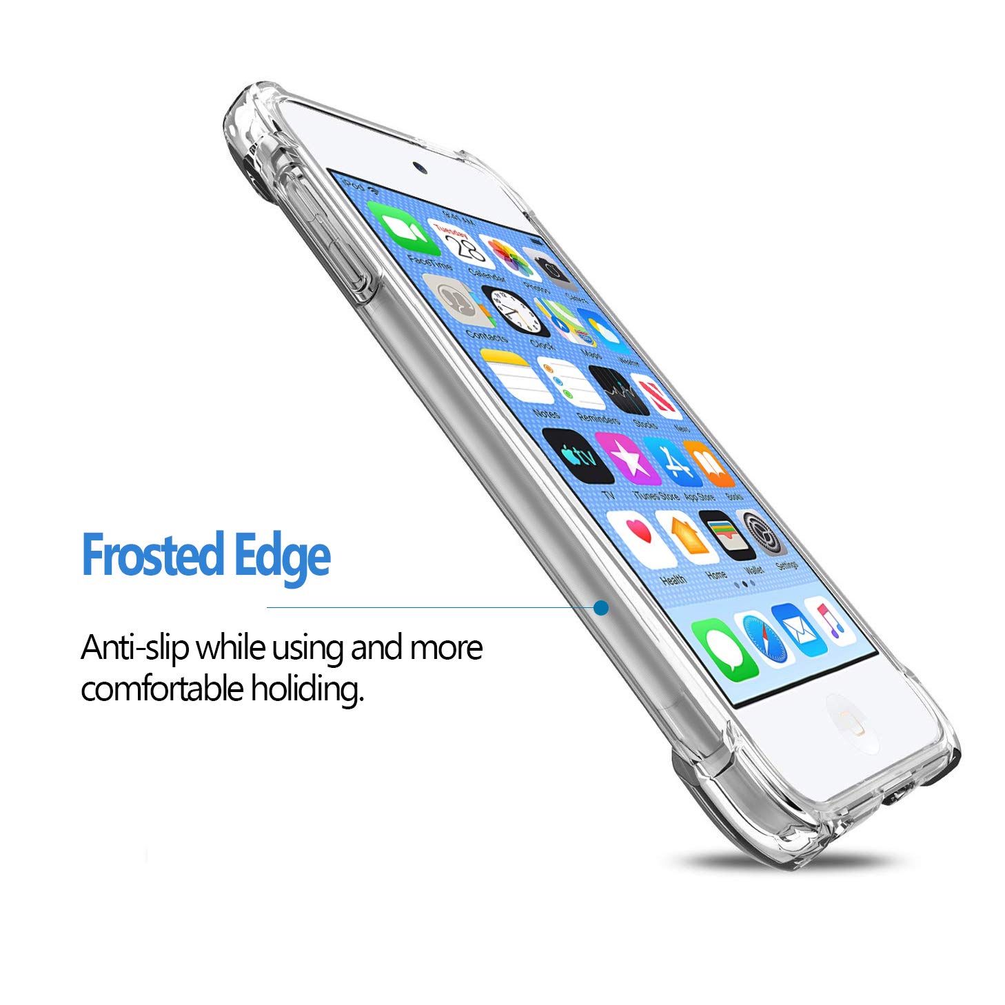 KELIFANG Case Compatible with iPod Touch 7, 6 and 5, Ultra Slim Full Body Protective Case Shockproof Soft TPU Bumper Non-Slip Thin Clear Cover Compatible with 7th/6th/5th Generation, Clear