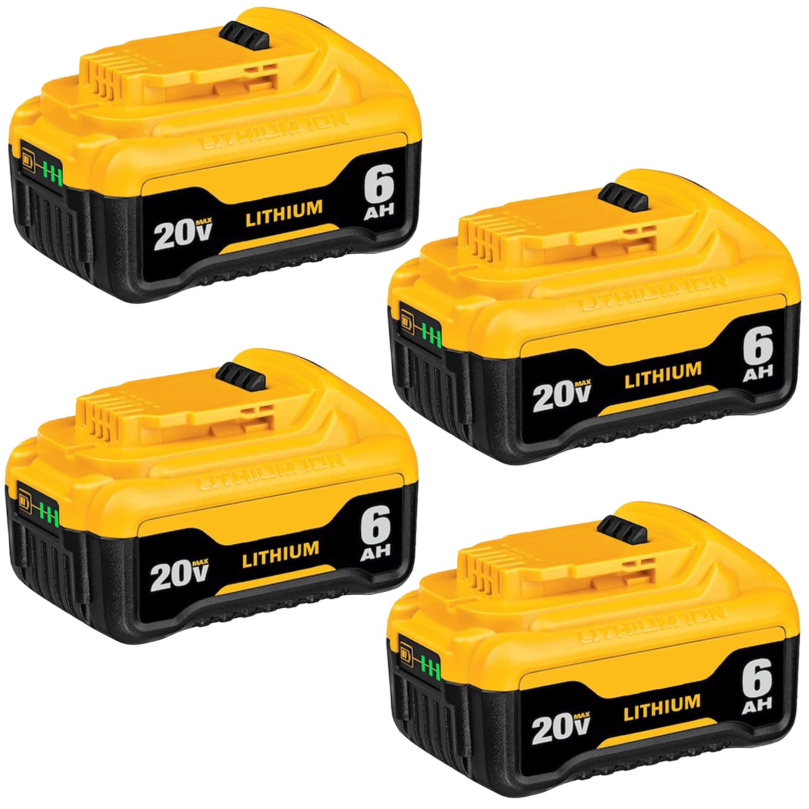 Xmenany 4-Pack 20V 6.0Ah Replacement for DeWalt 20V Battery MAX X*R Lithium Ion DCB200 DCB206 DCB203 DCB181 DCB201 DCB180