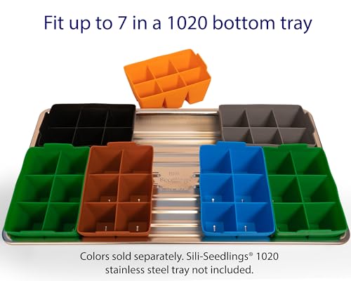 Sili-Seedlings Seed Starting Tray | 100% Silicone | Zero Plastic | Flexible Pop-Out Cells | Reusable Seed Starter Tray | Dishwasher Safe | BPA-Free | 2-Pack (12 XL Cells Total)