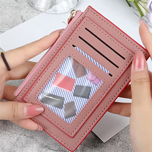 n/a 5pcs Women PU Leather Business Card Holders Short Mini Cute Thin Wallets Small Coin Purse Money Bag Cover Organizer Case (Color : D)