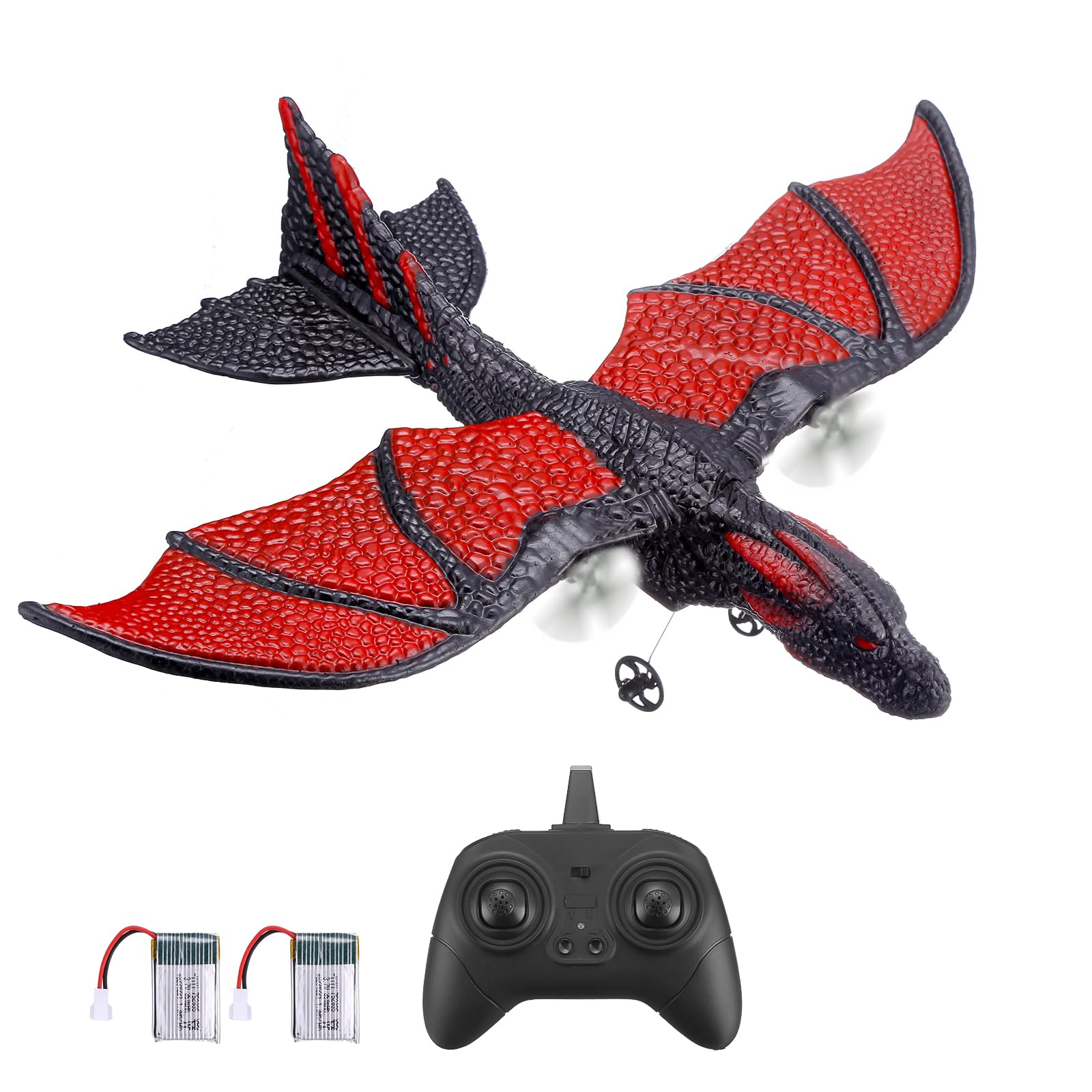 isYoung RC Plane, 2 Channel Remote Control Plane, 2.4GHz RC Airplane for Adult and Kids, Dragon Plane with 2 Batteries
