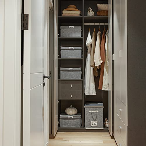 LoforHoney Home Bundle- Storage Bins with Lids Dark Gray Large 4-Pack, Storage Baskets with Metal Frames Dark Gray Jumbo 2-Pack