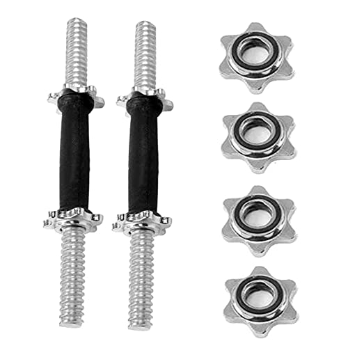 MQQ 2pcs Dumbbell Handles，with Spinlock Collars Weight Lifting Bar 1" Set Fitness Equipment Accessories Rubber Non-Slip Handle Pair Dumbbell Bar Chrome Dumbbell Bars