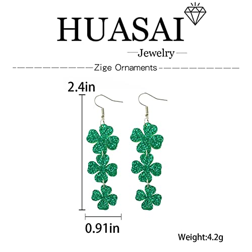 St. Patrick's Day Earrings for Women Shamrock Acrylic Dangle Earrings Green Drop Earrings Good Luck Jewelry Gift