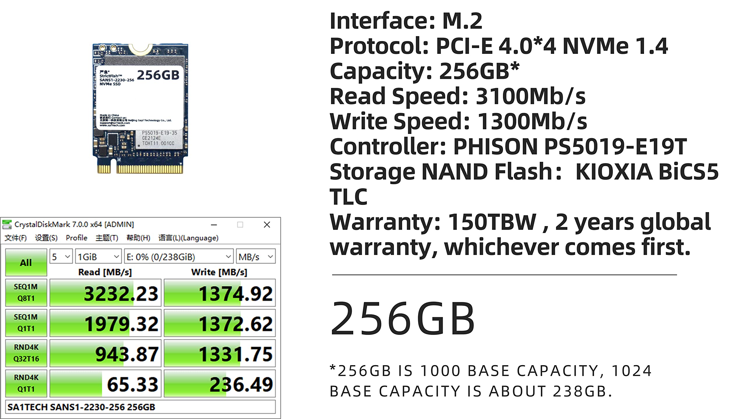 StrictFish 512GB PCIe Gen4x4 M.2 NVMe SSD 2230 PCI-E 4.0x4 Internal Solid State Drive 30mm PCIe M Key SANS1-2230 for Steam Deck, Surface, Laptop, and Desktop PC (512GB)