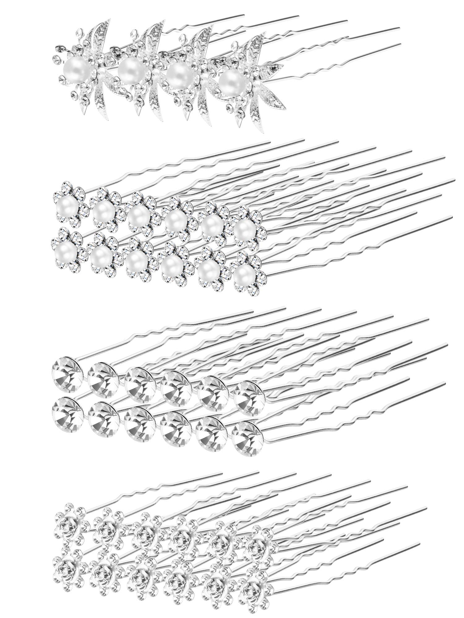 Unittype 40 Pack Bridal Wedding Hair Pins Rhinestone Hair Clips Accessories for Women and Girls