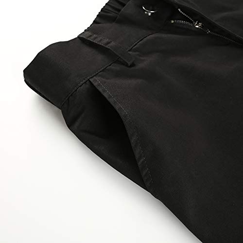 JEAAMKSSER Womens High Waisted Black Cargo Pants with Pockets Baggy Solid Y2k Streetwear Pants # Black M