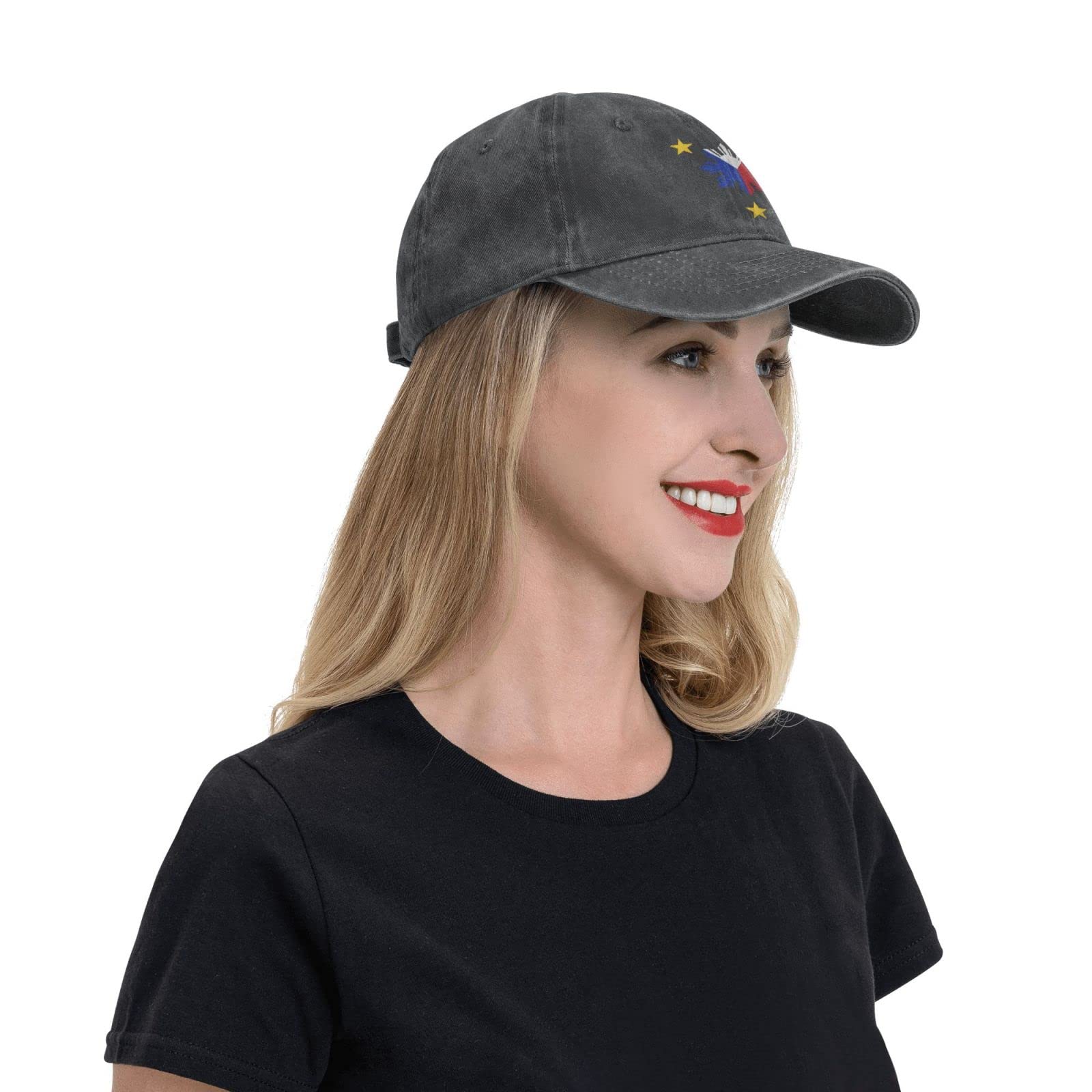 Philippines Sun and Stars Flag Hat Adjustable Distressed Baseball Cap Washed Vintage Jeans Cotton Denim Dad Hat for Men Women