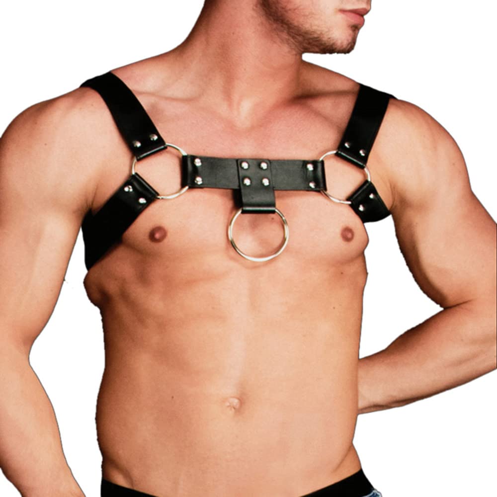 NBMARLS Men's Harness Belt Adjustable Buckle Shoulder Strap Chest Harness Exotic Apparel Male Corset…