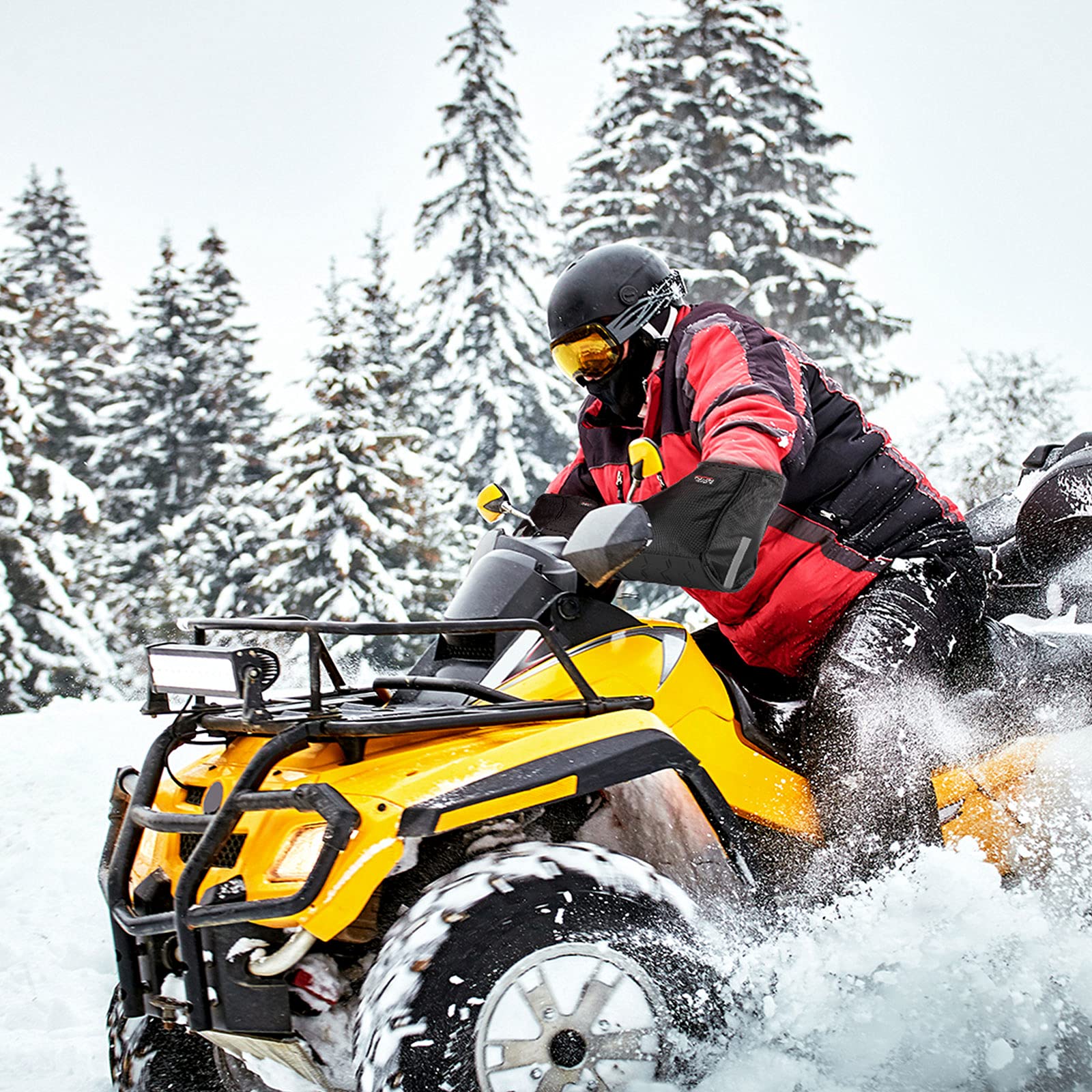 KEMIMOTO ATV Gloves, Touch-Friendly Bag/Front Wind-Breaking Guard Motorcycle Gloves Snowmobile Handlebar Gloves Compatible with Sportsman Scrambler FourTrax Grizzly Snowmobile Bicycle