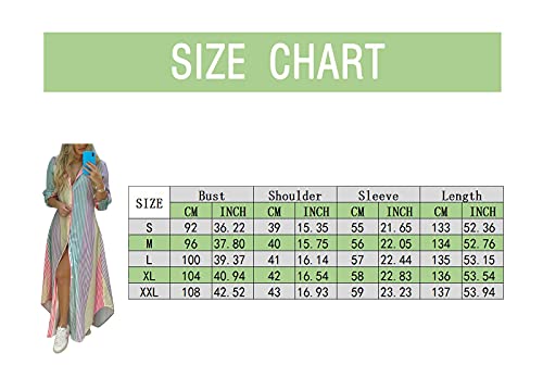 Pinkpaopao Women Button Down Loose Dress Turn Down Neck Long Sleeve Pattern Printing Shirt Maxi Dress