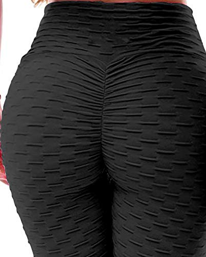 Memoryee Women's Honeycomb Leggings Running Butt Lift High Waist Yoga Pants/Black/L。
