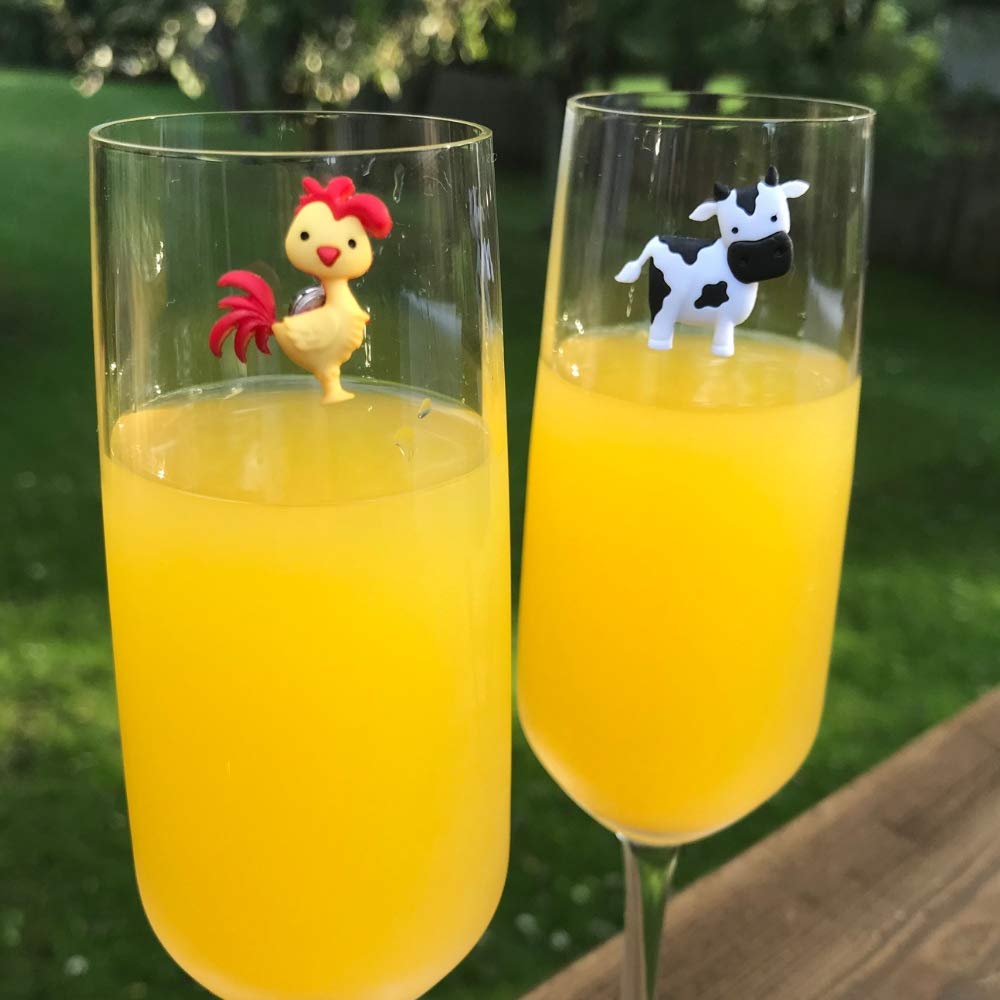 Simply Charmed Barnyard Animal Wine Charms β Magnetic Glass Markers and Identifiers Set of 6