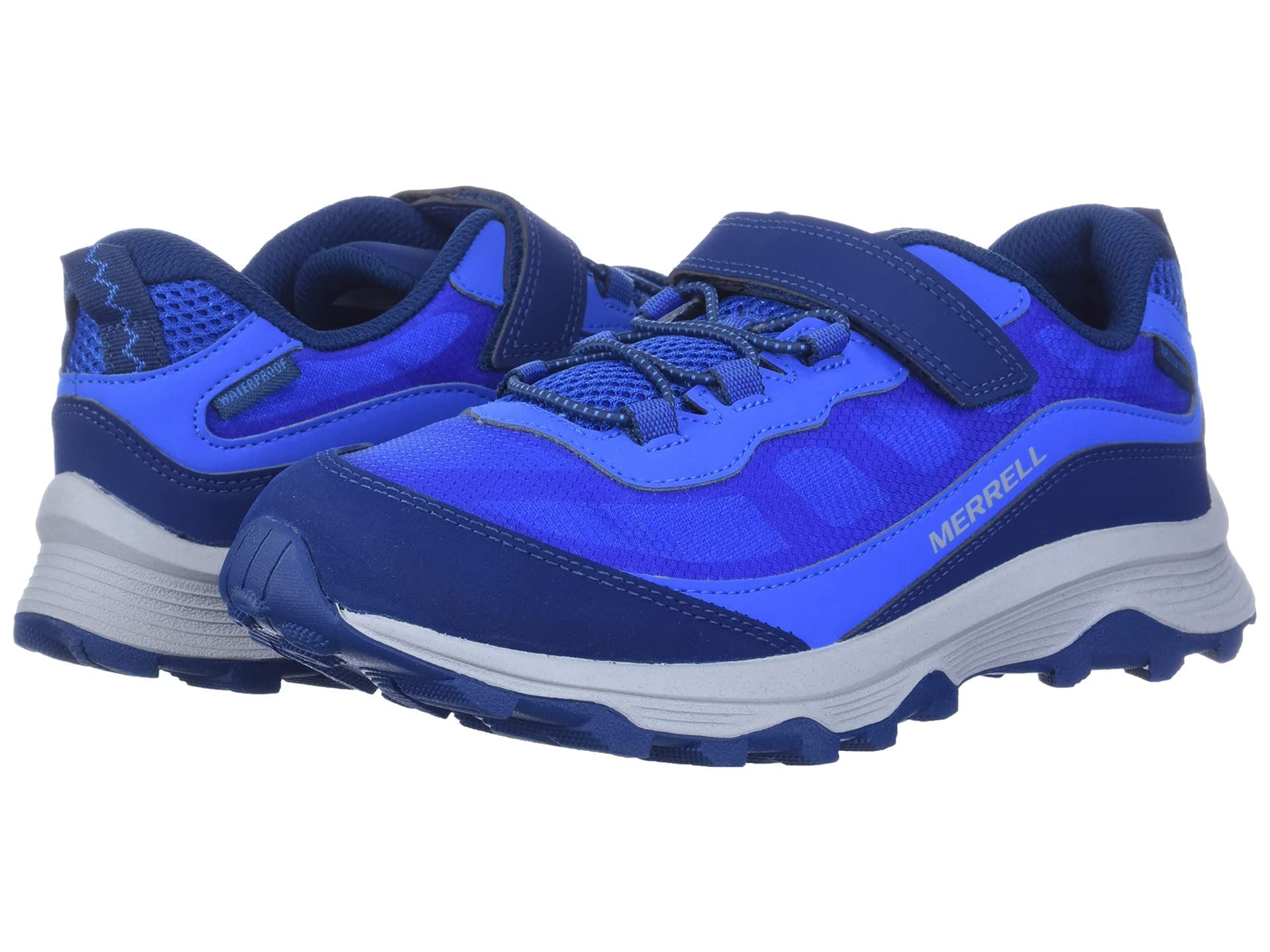 Merrell Moab Speed Low Alternative Closure Waterproof Hiking Sneaker, Blue, 4.5 US Unisex Big Kid