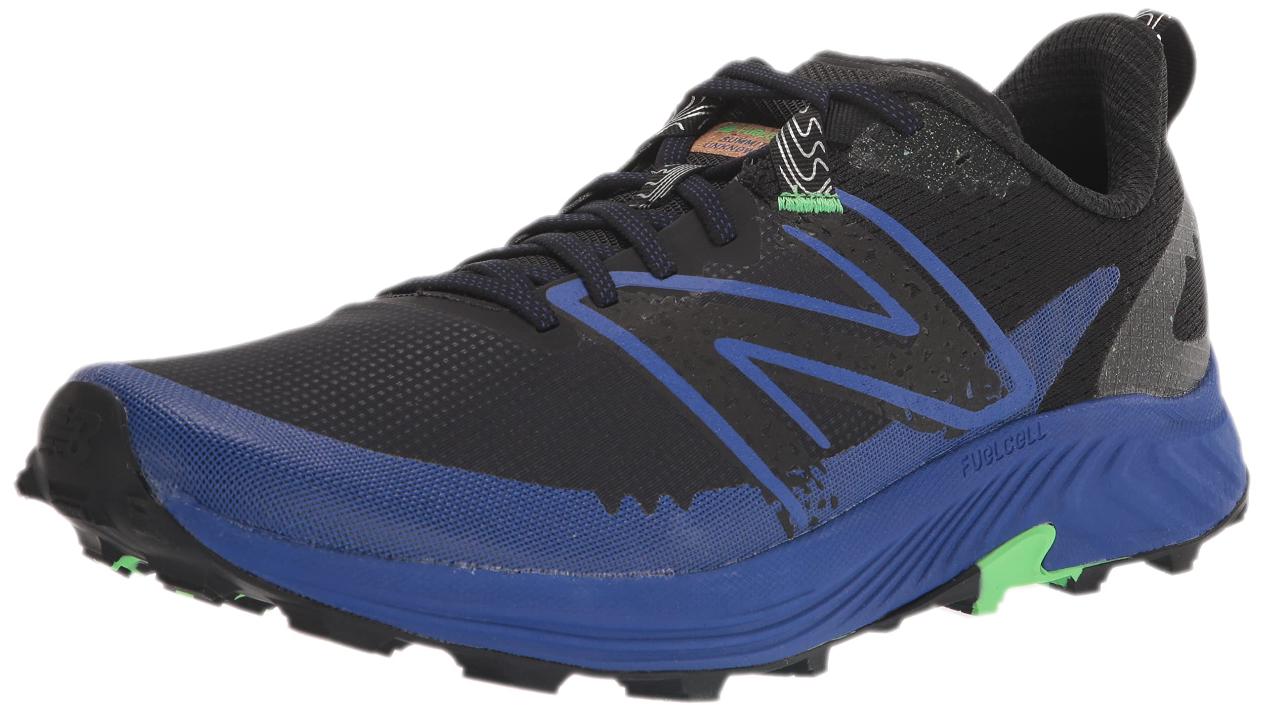 New Balance Men's FuelCell Summit Unknown V3 Trail Running Shoe, Infinity Blue/Black/Vibrant Spring, 11.5