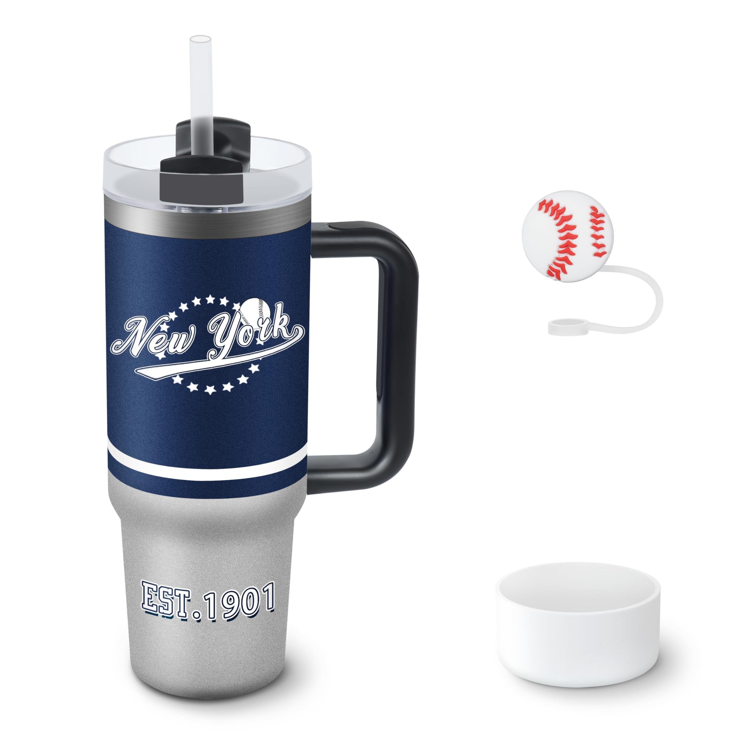 Veminei Tumbler 30oz Straight Skinny Car Cups With Insulated Cup Sleeve Portable Handle, Sports Travel Coffee Mug, Stainless Steel, Insulated,Classic Collection Gifts for Fans