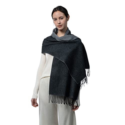MERINOSNUG Merino Wool Alpaca Scarf Australian Women's Pashmina Shawl Wraps for Evening Dress Wedding Warm Long Large