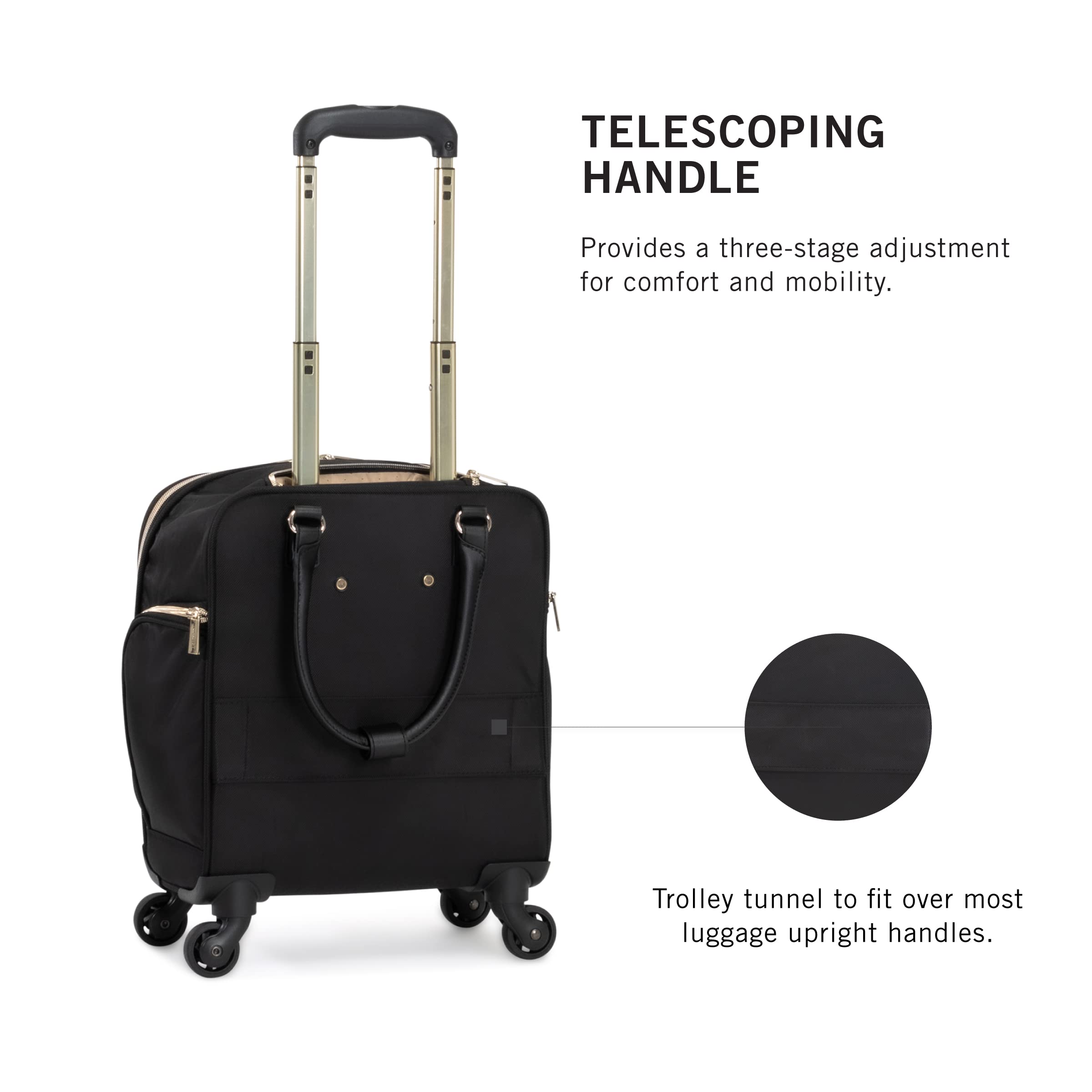 Kenneth Cole REACTION Chelsea Chevron Quilted Luggage, Black, Underseater, 17-Inch Carry On