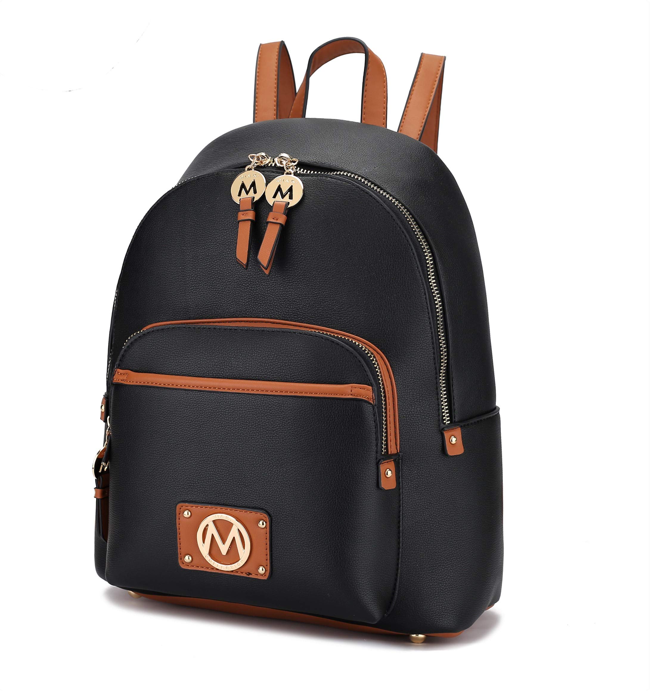 MKF Collection Backpack for Women, Vegan Leather Bookbag Top-Handle Ladies Backpack Travel bag Charcoal Grey by Mia k