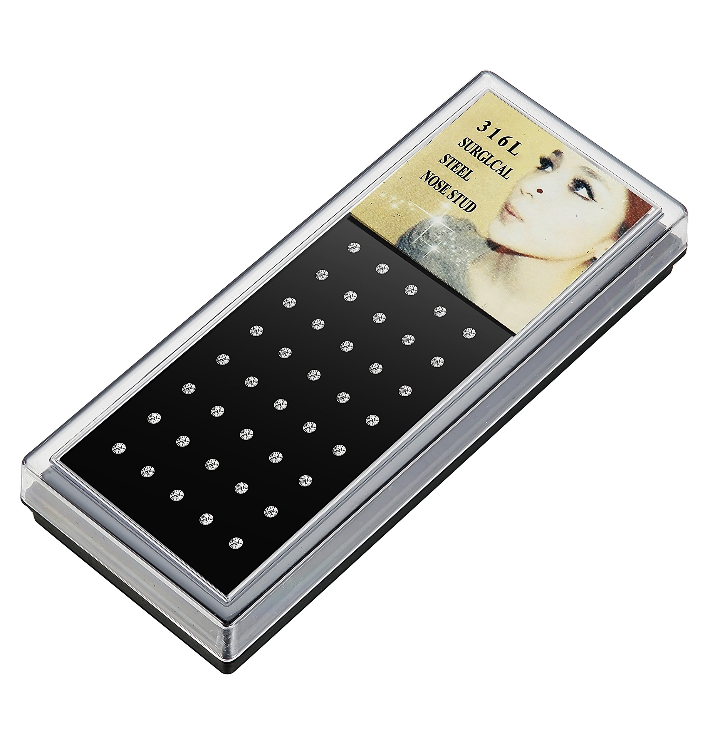 Jstyle 60 Pcs Hypoallergenic Stainless Steel Nose Studs for Women Men Sparkly CZ Small Nose Studs Rings Piercing Body Jewelry 1.5mm