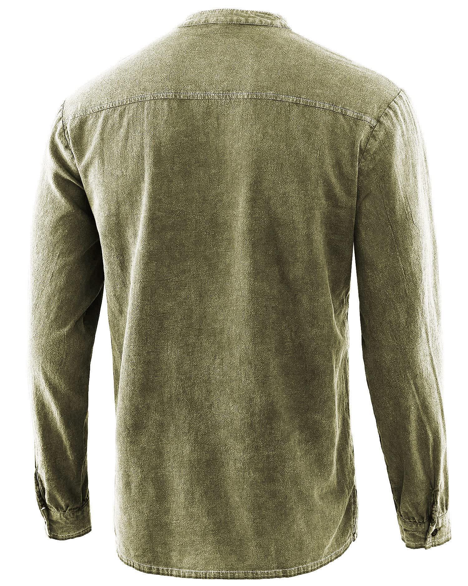 Men's Long Sleeve Hippie Shirts Casual V Neck Yoga Beach Top Retro Slim Comfy Drawstring Lace Up Summer Tops (Light Green,Medium)