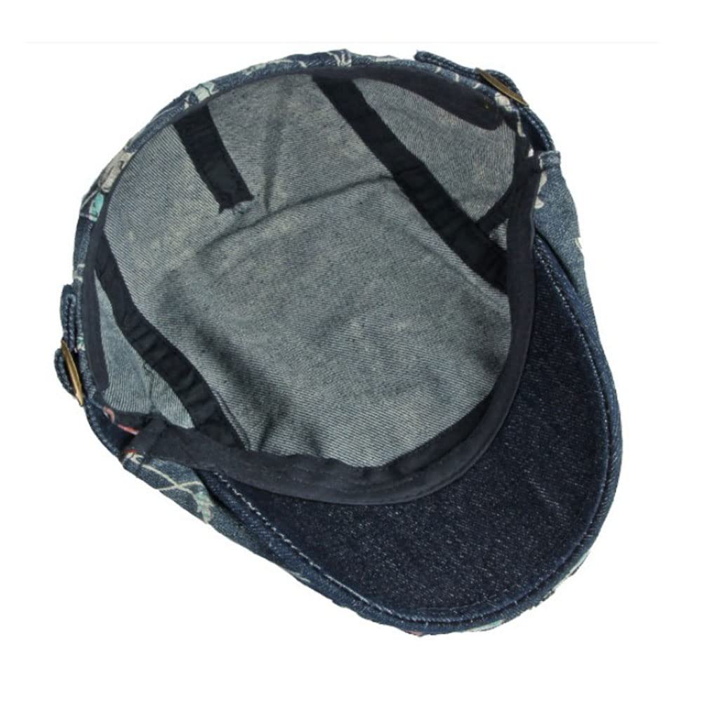 Qianuer Denim Newsboy Hats for Men Women Adjustable Ivy Flat Cap Gatsby Cabbie Driving Hat