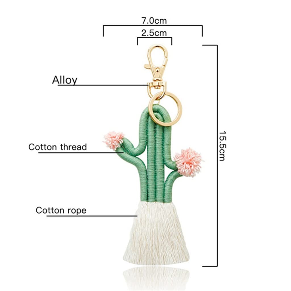 SEASD 13 Pack Women Girls Boho Weaving Cactus Tassel Keychain Bag Keyring Holder Wallet Purse Pendant Decoration