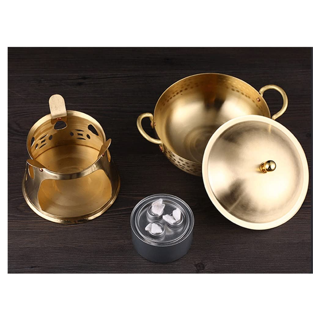 SEASD Brass Pot Small Yellow Soup Hot Pot Stove Copper Single Person Small Copper Pot Cookware Cooking Pots ( Color : Gray , Size : 22CM )