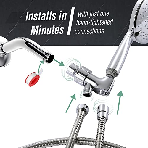 Shower Hose, 79 Inch Expandable Shower Hose Extra Long ,Bathing Toilet Cleaning, Adjustable Holder Mount and Stainless Steel Shower Hose for Handheld Shower Head, shower hose and holder, Chrome
