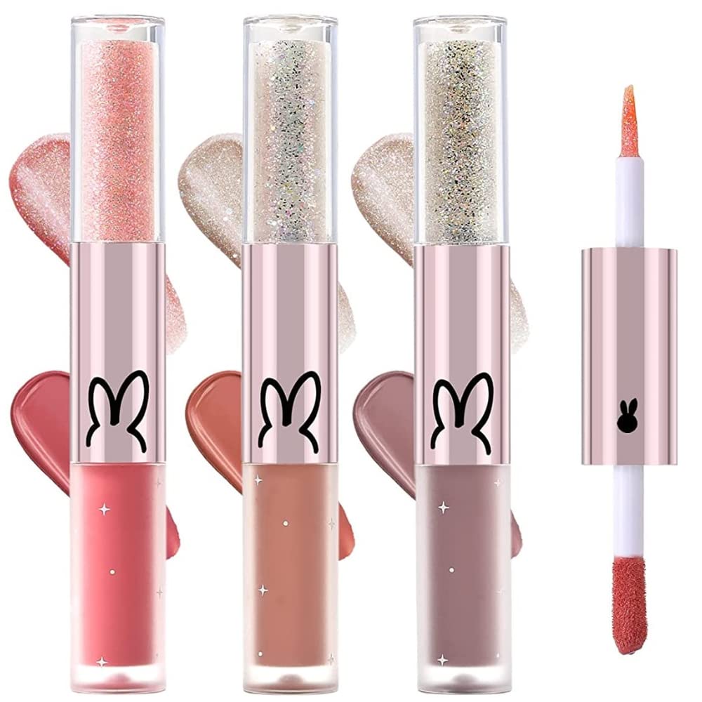 JEMPET Liquid Glitter Matte Eyeshadow Eye Makeup Set: 2-IN-1 Dual Ended Liquid Matte Cream Eyeshadow and Glitter Eyeliner For Glossy Shimmer Eye Makeup (pink series)