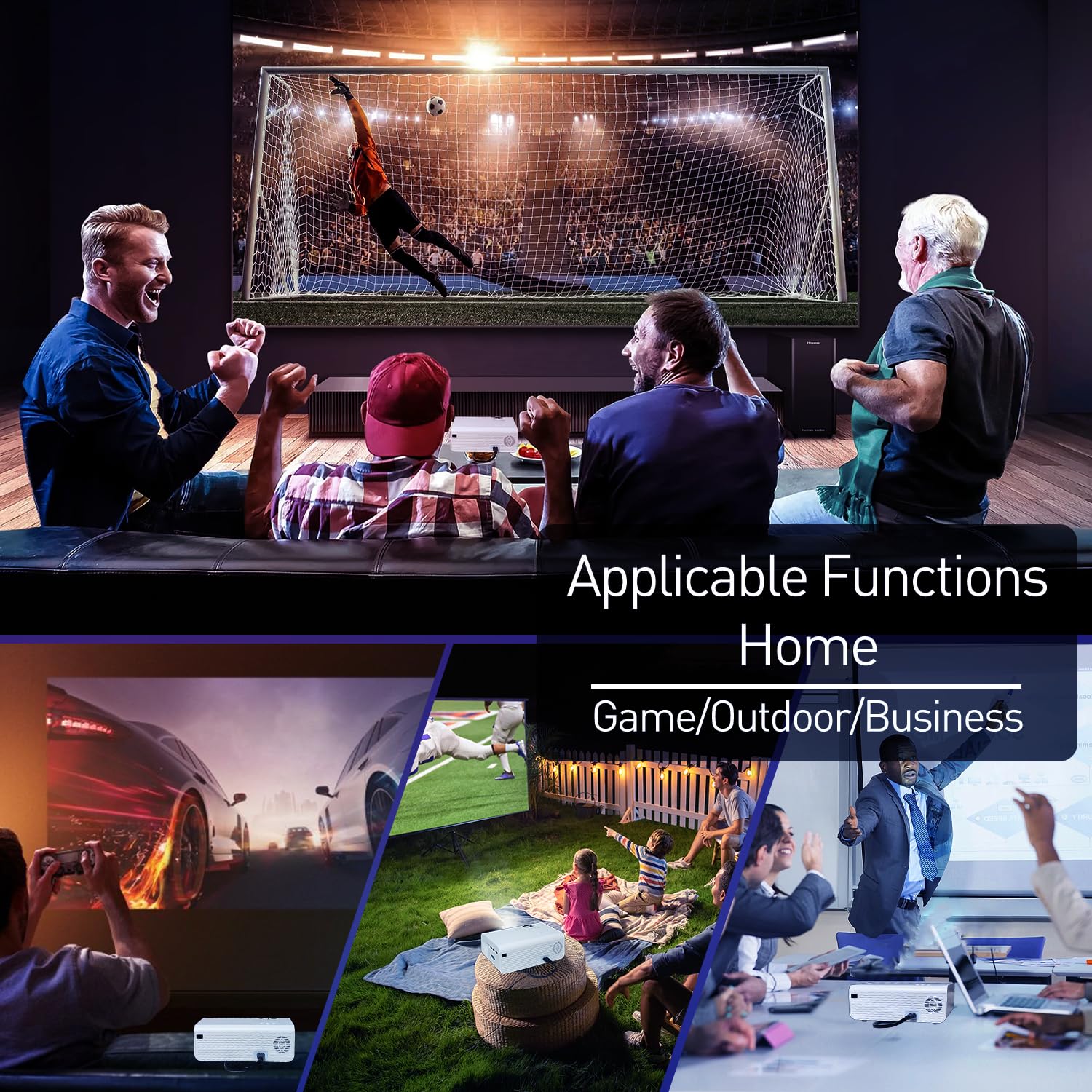 KEJOG Projector Portable 2023 Mini WiFi Bluetooth 1080P Outdoor Video Games Home Theater Proyector support Android/iOS/Windows via HDMI/USB/VGA/AV for Smartphone/TV Stick/Set-Top Box/PS5/XBox
