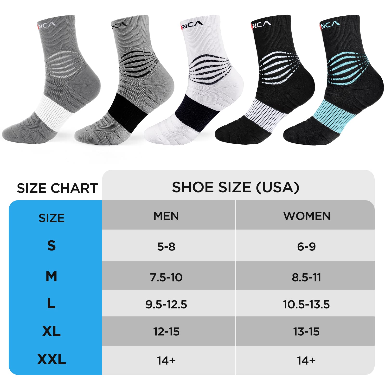 NEENCA Middle Socks-Black blue-XXL