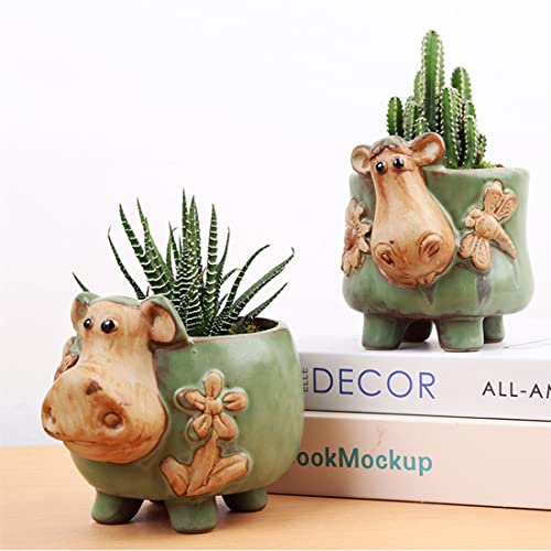 Small Succulent Pots,Succulent Garden Planters,Handicraft Creative Flower Decoration Ornaments,Cute Donkey Ceramic Flower Succulent Pot with Drainage,Suitable for Flower Shops,Home Life,Cafes