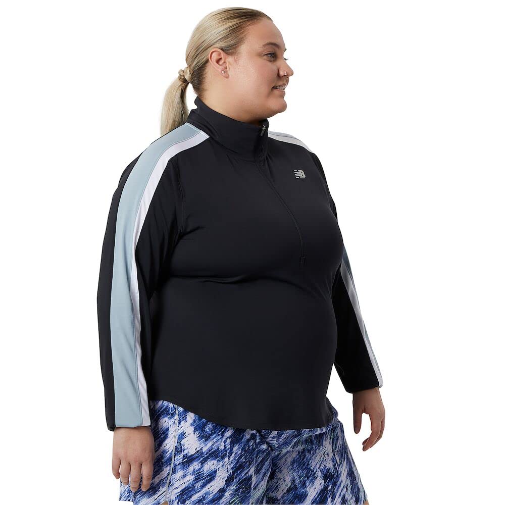 New Balance womens Accelerate Half Zip Shirt, Black, Small US